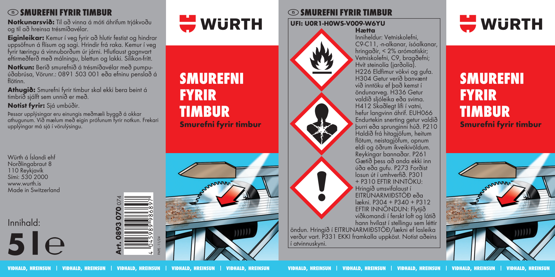Smurefni fyrir timbur 5L | Würth á Íslandi