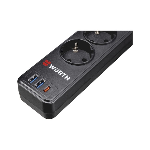 Fjöltengi með rofa -5 tenglar og USB A & C | Würth á Íslandi